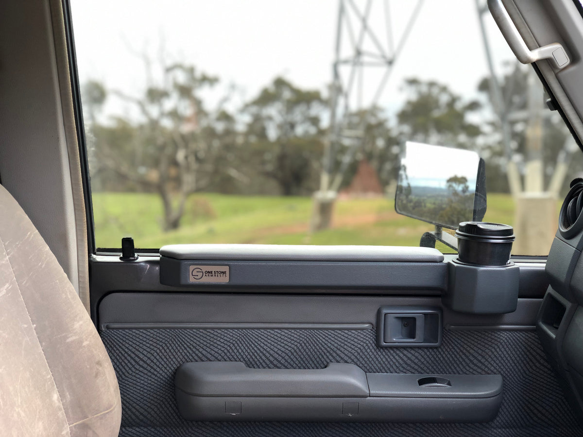 70 Series Landcruiser Armrest: Grey Left Side Armrest – One Stone Armrests